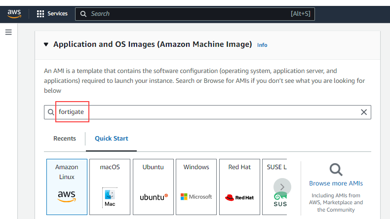 Launching the FortiGate VM AWS instance from the EC2 console | FortiVoice Public Cloud ...