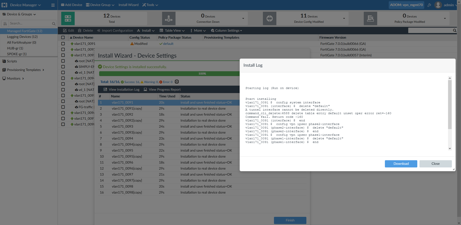 Un-assigning IPsec templates | FortiManager 7.2.3