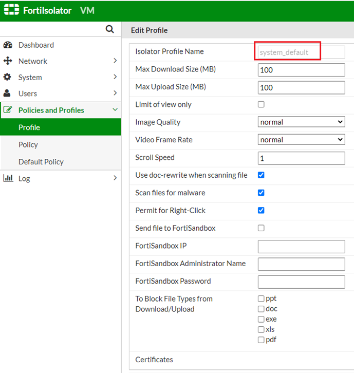 Adding Web Isolation Profile from FortiIsolator to FortiProxy ...