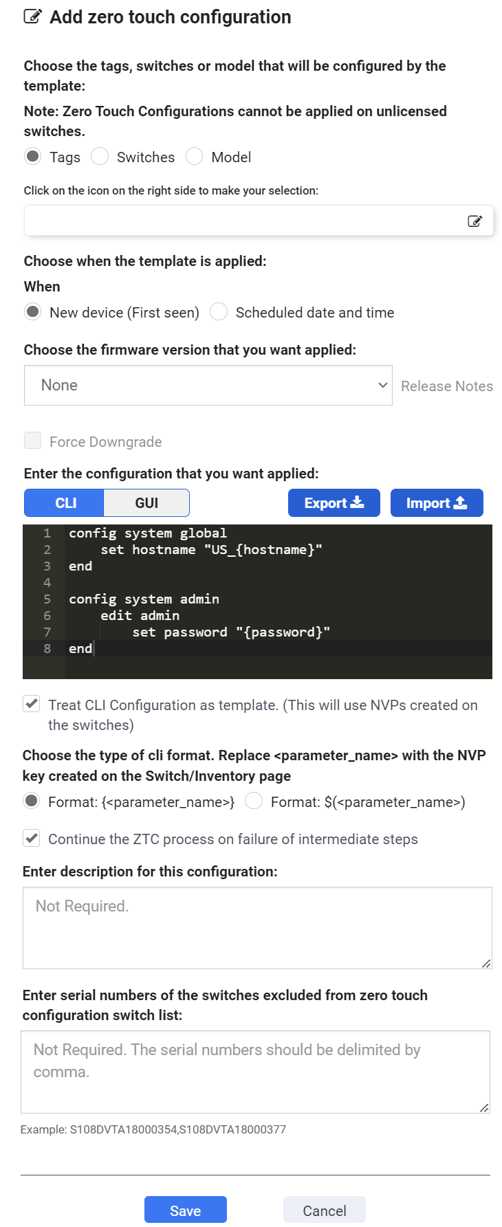 Creating a zero-touch configuration | FortiLAN Cloud 23.2.0