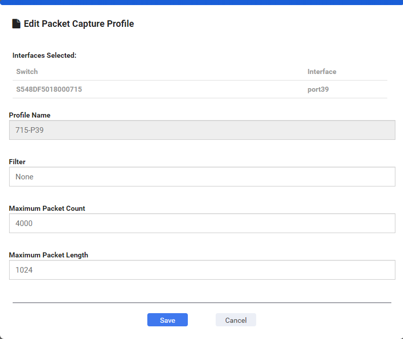 Editing a packet capture profile | FortiLAN Cloud 23.2.0