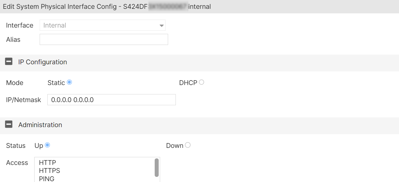 System Interfaces | FortiLAN Cloud 23.2.0