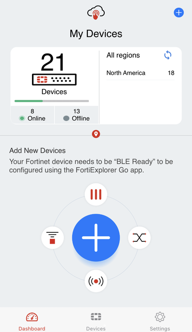 Dashboard | FortiExplorer Go 1.0.0