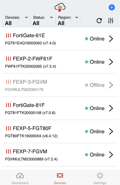 Devices | FortiExplorer Go 1.0.0