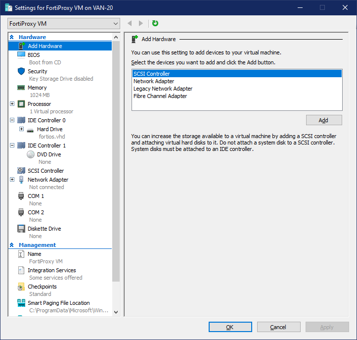 Microsoft Hyper-V Deployment Guide | FortiProxy Private Cloud 7.2.0 ...