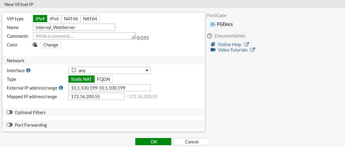 Static virtual IPs | FortiGate / FortiOS 6.4.8 | Fortinet Document Library