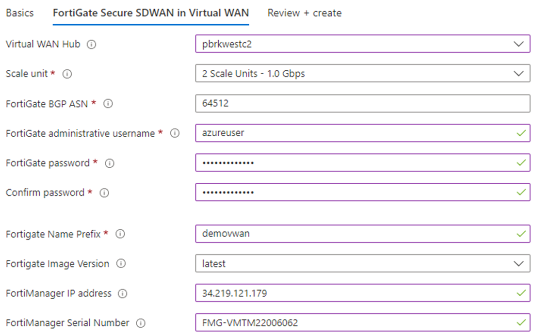 Deploying FortiGate NVAs in vWAN hub | FortiGate Public Cloud 7.4.0