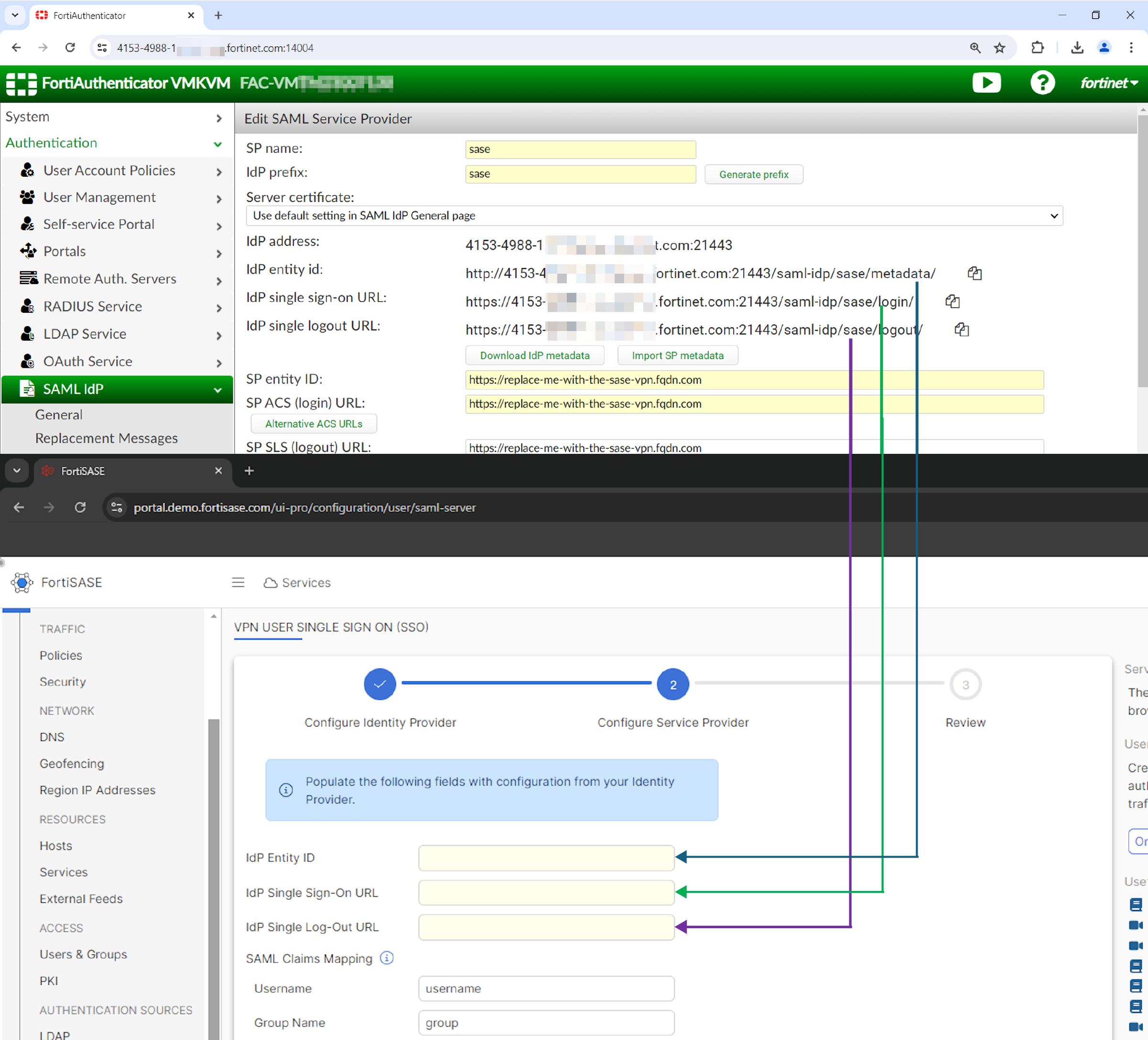 Configuring FortiSASE with FortiAuthenticator as SAML IdP for SSO | FortiSASE | Fortinet ...