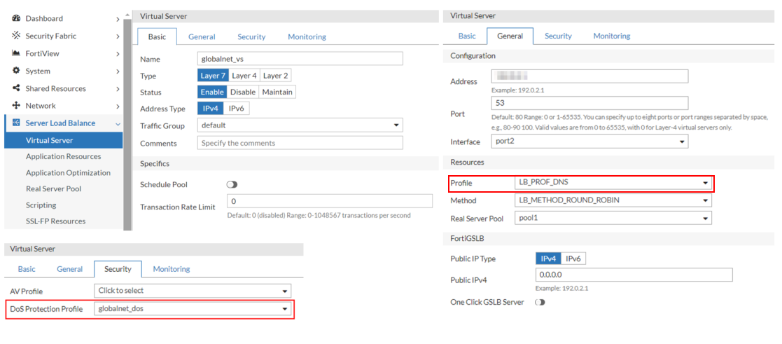 DNS Load Balancing and DDoS Protection | FortiADC 7.6.2 | Fortinet Document Library
