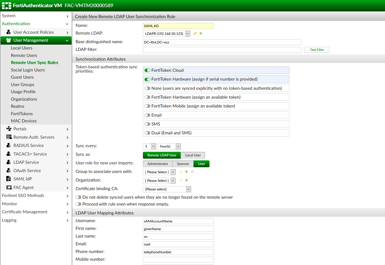 Configure two-factor authentication on FortiAuthenticator ...