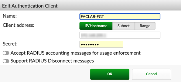 Configuring FortiGate as a RADIUS client | FortiAuthenticator 6.5.0 ...