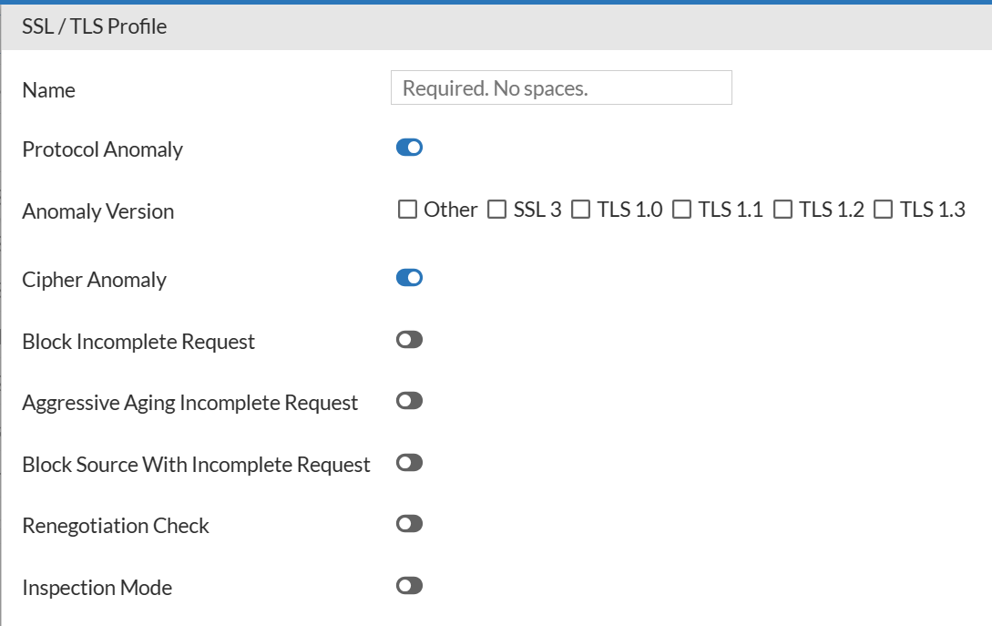 SSL/TLS Profile | FortiDDoS-F 7.0.3 | Fortinet Document Library
