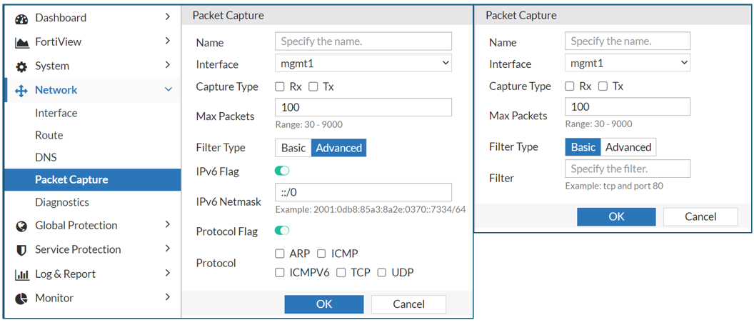 Packet Capture | FortiDDoS-F 7.0.3 | Fortinet Document Library