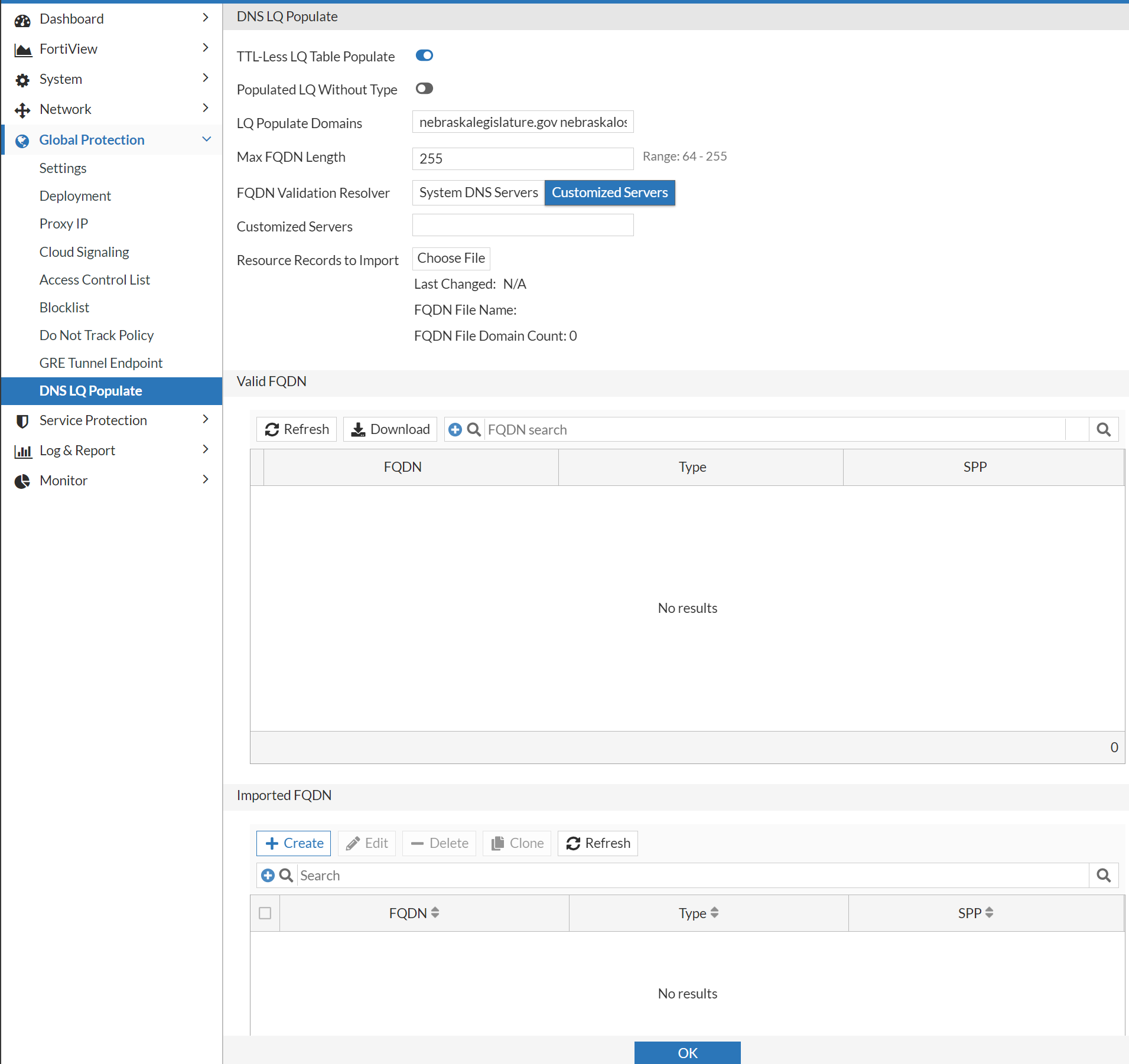 DNS LQ Populate | FortiDDoS-F 7.0.3 | Fortinet Document Library