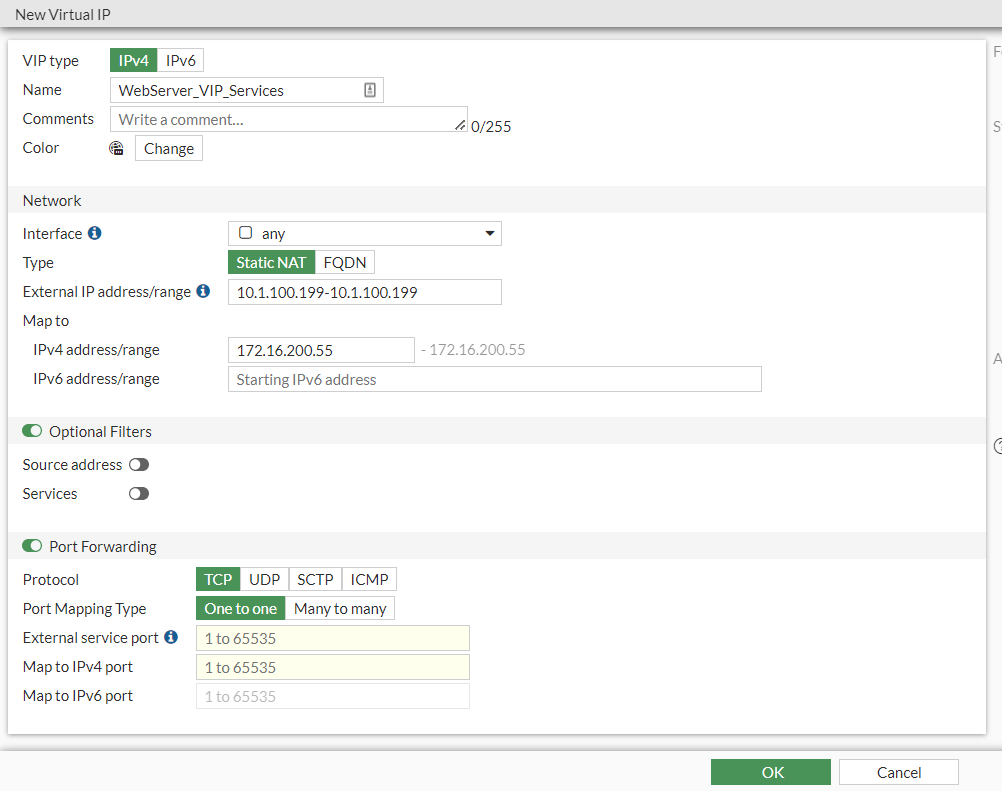 Virtual IP with services | FortiGate / FortiOS 7.2.7 | Fortinet ...