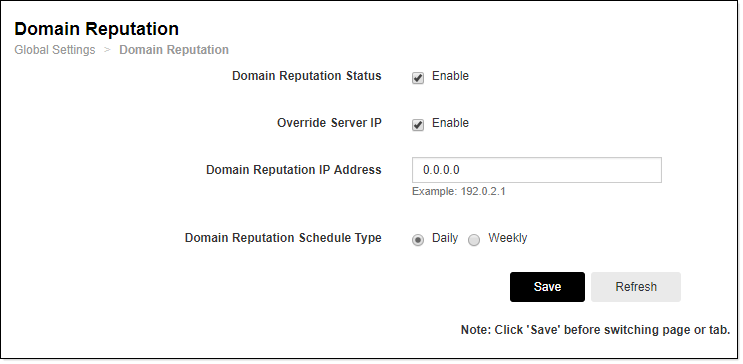Configuring domain reputation settings | FortiDDoS 5.6.1 | Fortinet ...