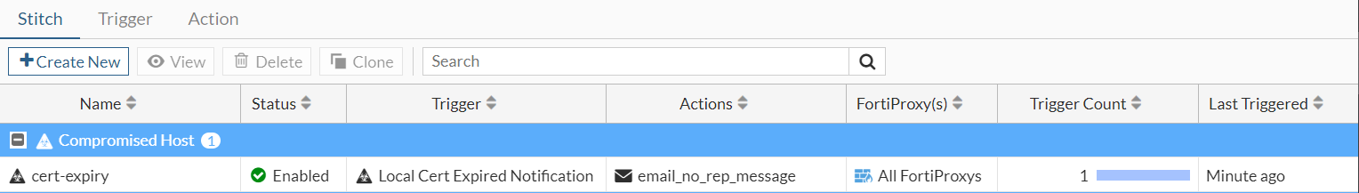 Certificate expiration trigger | FortiProxy 7.4.7 | Fortinet Document Library