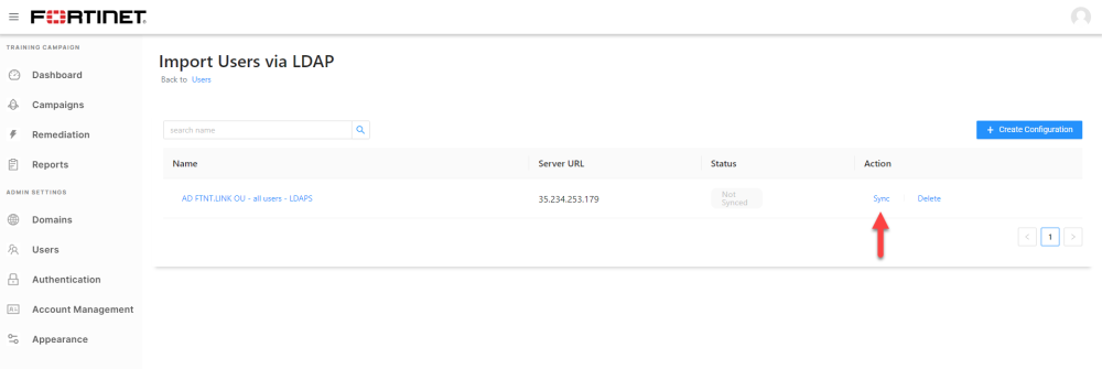 Uploading users | Security Awareness and Training 23.4.1 | Fortinet Document Library