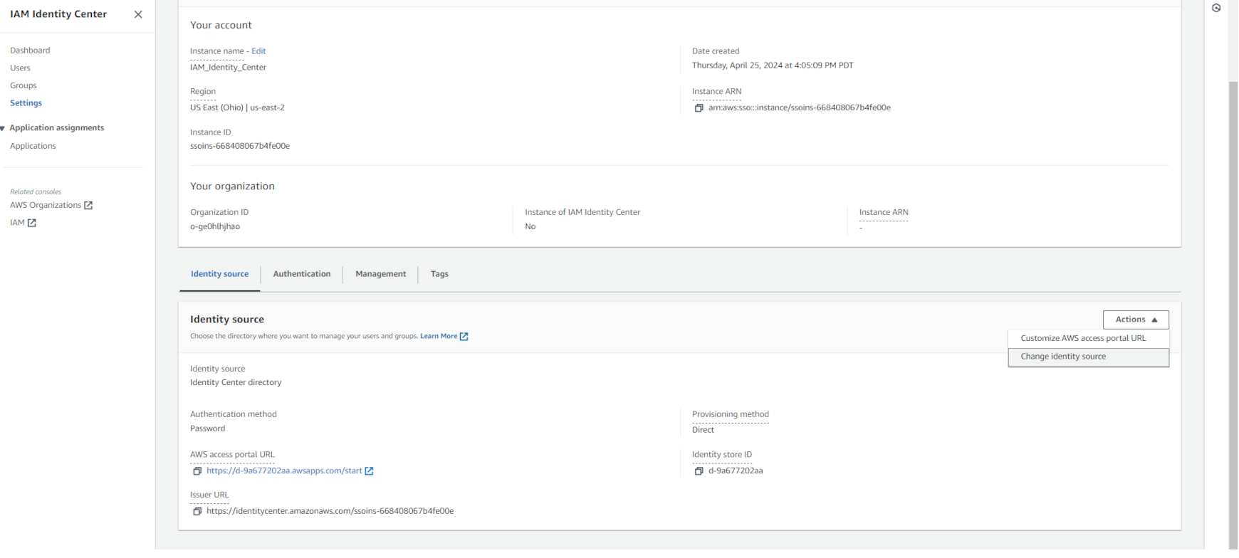 Changing the identity source from IAM Identity Center to ...