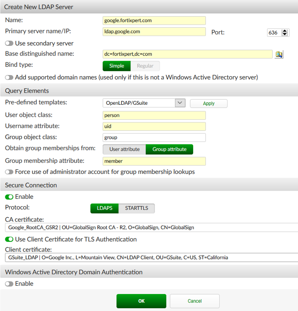 Configure the remote LDAP server and users | FortiAuthenticator 6.6.0 ...
