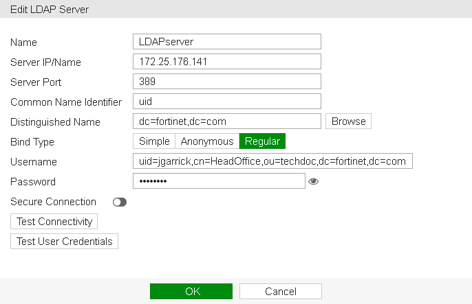 Connecting the FortiGate to the LDAP server | FortiAuthenticator 6.6.0 | Fortinet Document Library