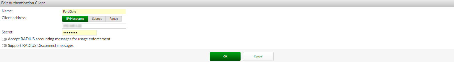 Configuring FortiGate as a RADIUS client | FortiAuthenticator 6.6.0 ...