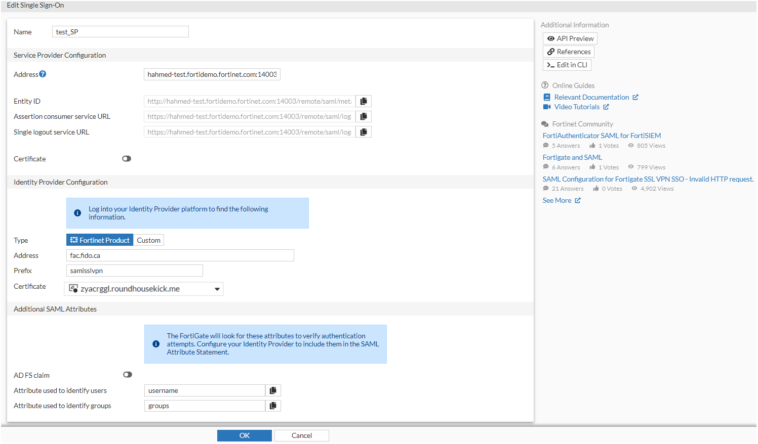 Configuring SAML SP on FortiGate | FortiAuthenticator 6.6.0 | Fortinet ...