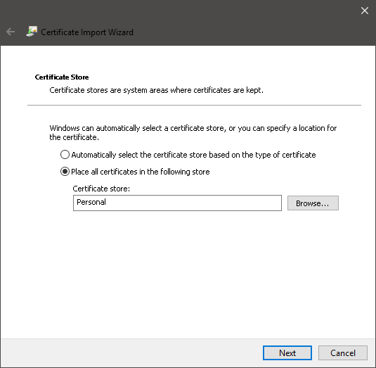Importing user certificate into Windows 10 | FortiAuthenticator 6.6.0 ...