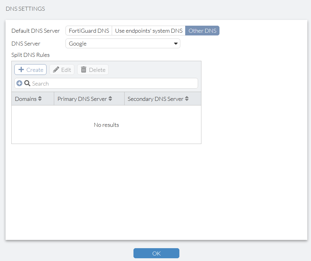 Split DNS Rules | FortiSASE 23.2.32