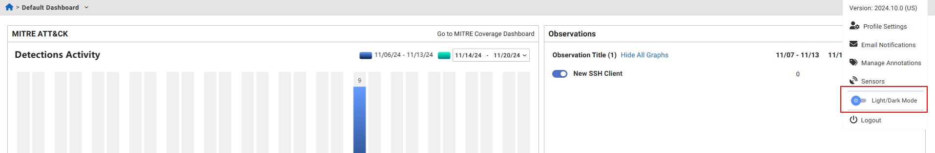 Light/Dark Mode | FortiNDR Cloud 25.2.a | Fortinet Document Library