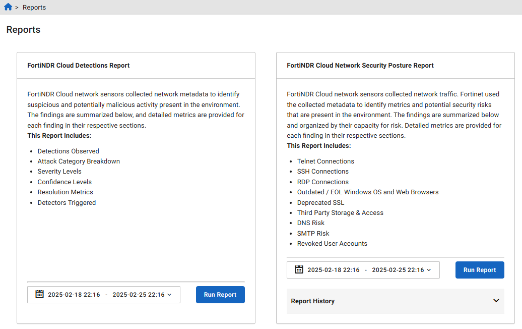 Reports | FortiNDR Cloud 25.2.a | Fortinet Document Library
