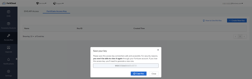 API access keys | FortiClient Cloud | Fortinet Document Library