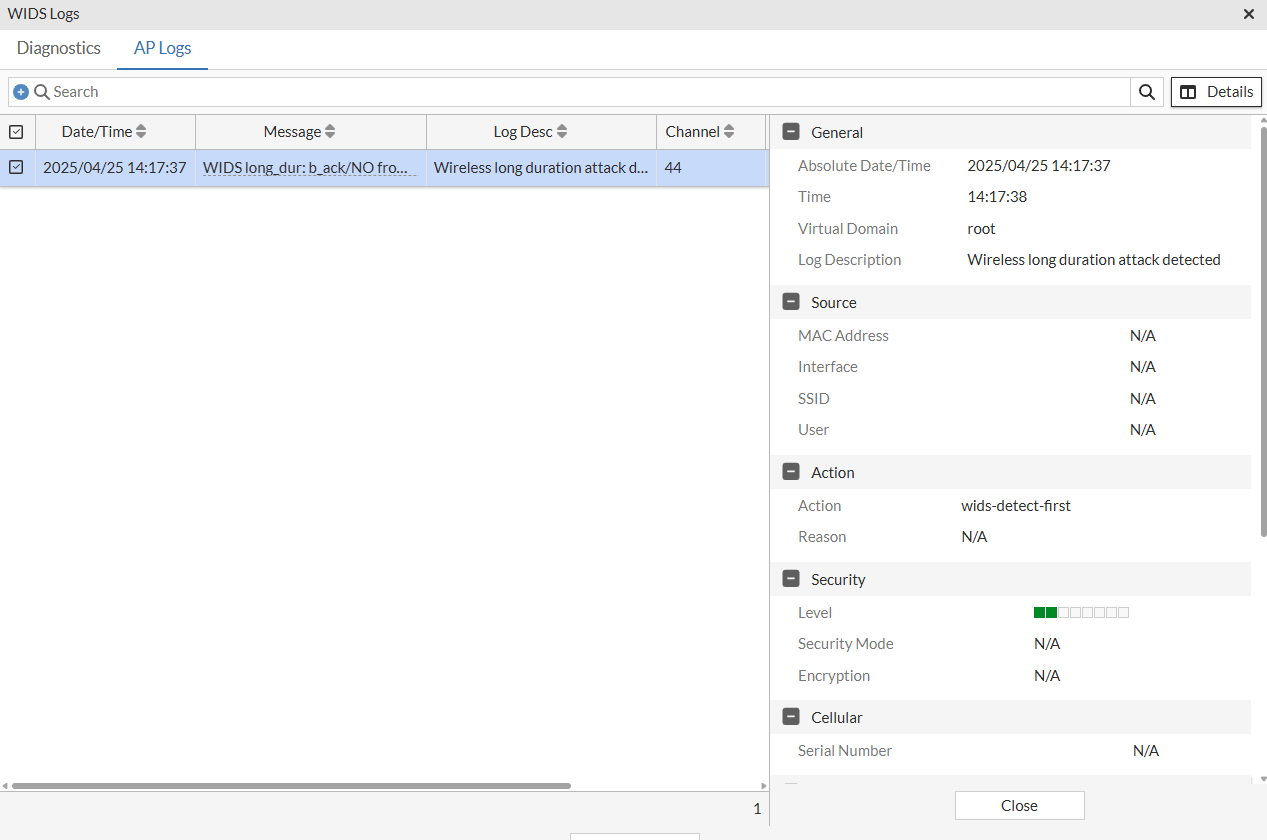 WIDS Security Analytics | FortiAIOps 3.0.0 | Fortinet Document Library