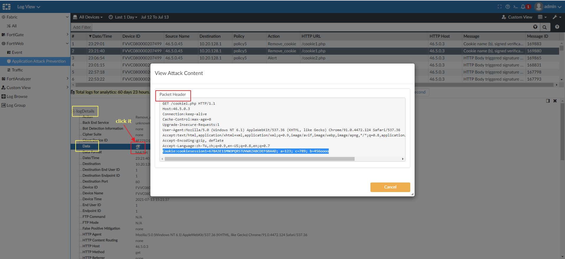Logs cannot be displayed on FortiAnalyzer | FortiWeb 7.2.3 | Fortinet ...