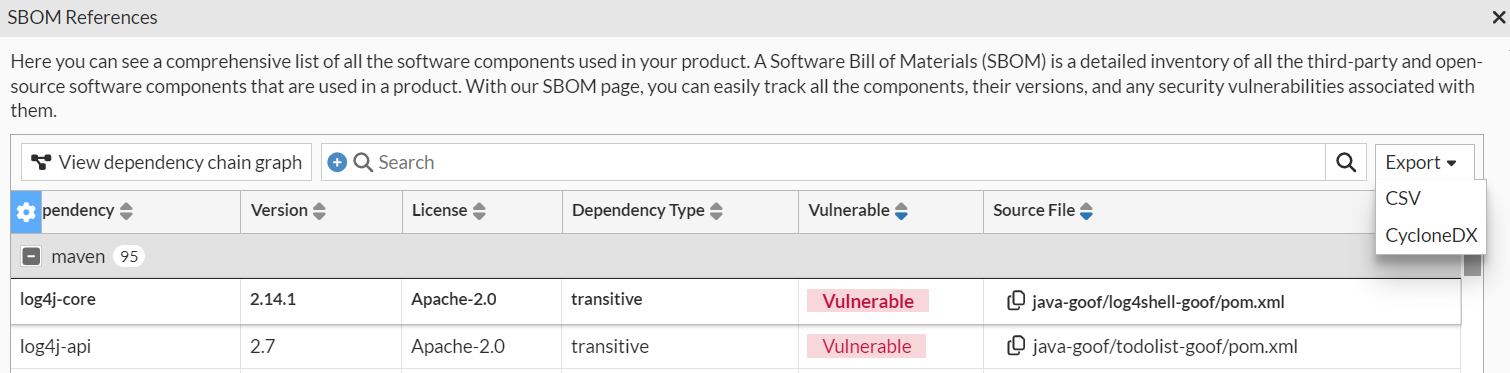 Viewing Software Bill of Materials(SBOM) | FortiDevSec VM 3.0.0 ...