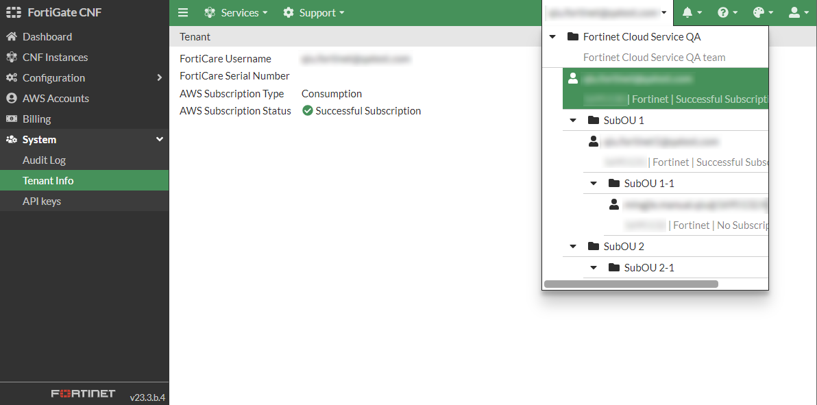 FortiCloud Organization support | FortiGate CNF 23.4.a | Fortinet ...