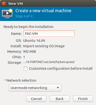 Deploying FortiAuthenticator-VM on KVM | FortiAuthenticator 6.2.0