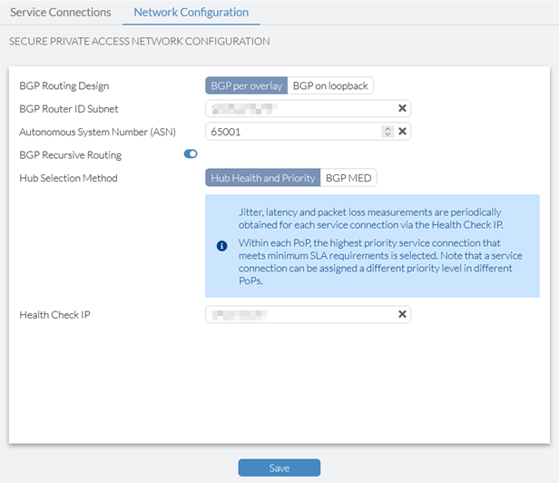 Configuring network configuration | FortiSASE | Fortinet Document Library