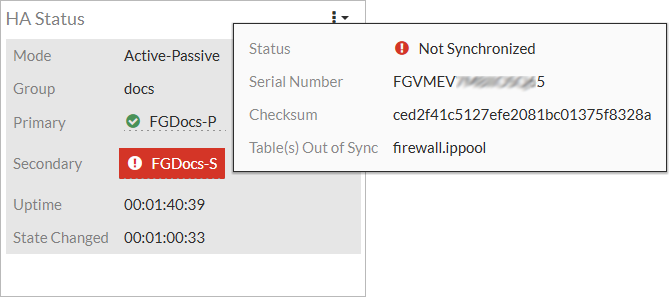 Check HA synchronization status | FortiGate / FortiOS 7.2.10 | Fortinet Document Library