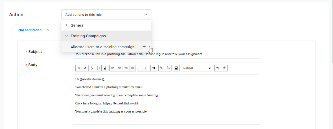 Integrating with FortiPhish | Security Awareness and Training 24.2.1 ...