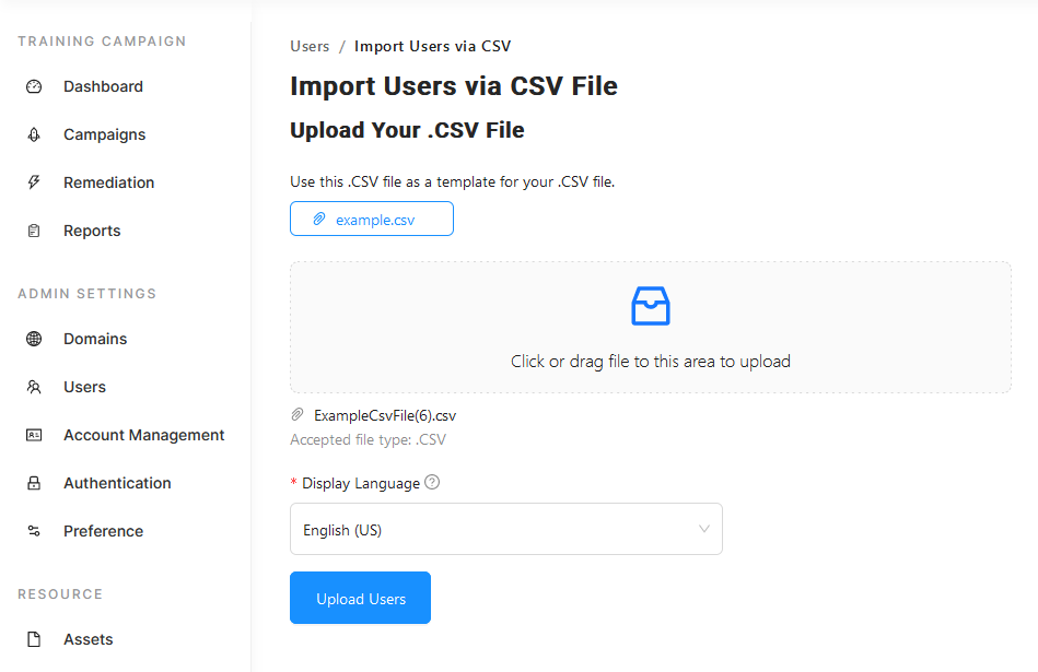 Creating and importing users | Security Awareness and Training 24.2.1 | Fortinet Document Library