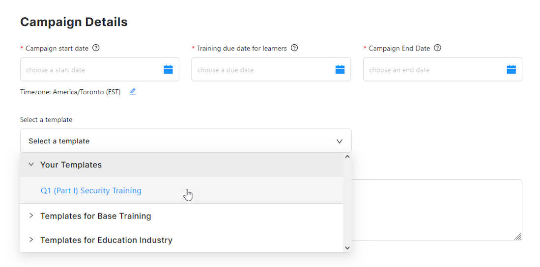 Managing campaign templates | Security Awareness and Training 24.2.1 ...