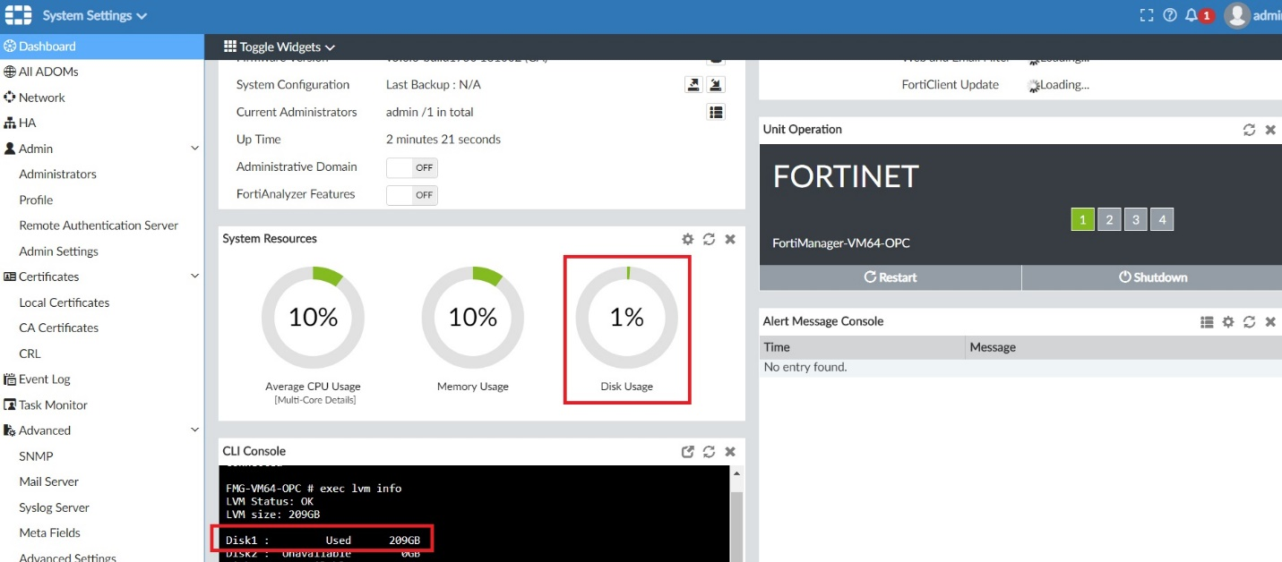Adding a Disk to the FortiManager-VM for Logging | FortiManager Public ...
