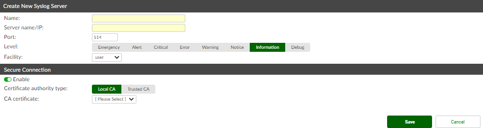 Log configuration | FortiAuthenticator 6.6.4 | Fortinet Document Library