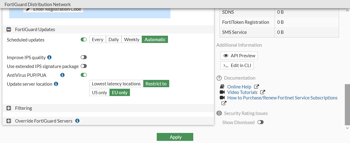 Update server location | FortiGate / FortiOS 7.2.11 | Fortinet Document ...