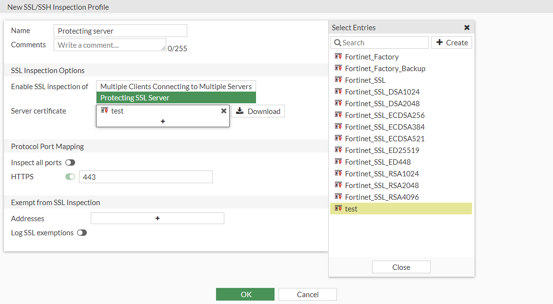 Protecting an SSL server | FortiGate / FortiOS 7.2.11 | Fortinet ...