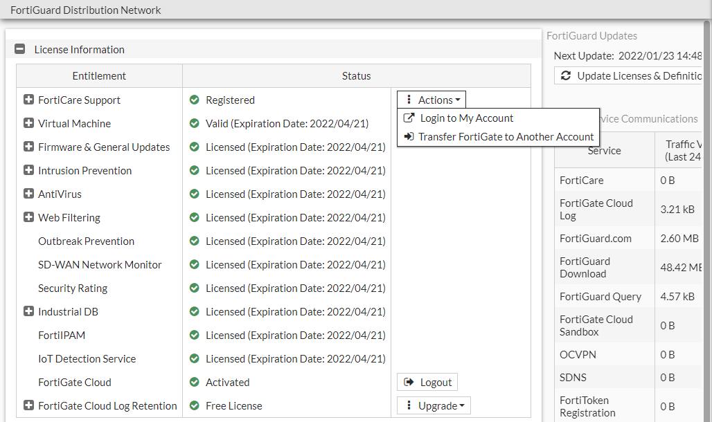 FortiCare and FortiGate Cloud login | FortiGate / FortiOS 7.2.11 ...