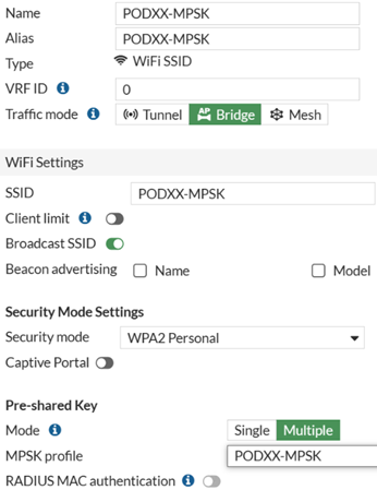 Configuring an MPSK SSID | FortiGuest 1.3.1 | Fortinet Document Library