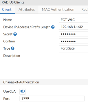 Configuring the RADIUS Connection | FortiGuest 1.3.1 | Fortinet Document Library