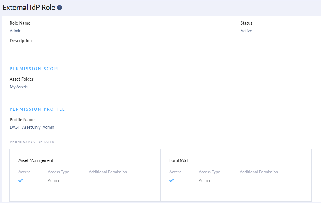 External IDP Authentication | FortiDAST 25.2.a | Fortinet Document Library